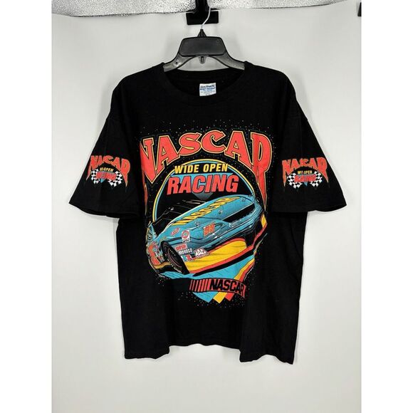 Gildan | Shirts | Vintage 9s Nascar Wide Open Racing Cars Neon Graphic ...